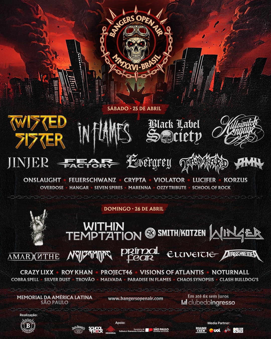 Bangers Open Air anuncia line-up de 2026 com Twisted Sister como ...